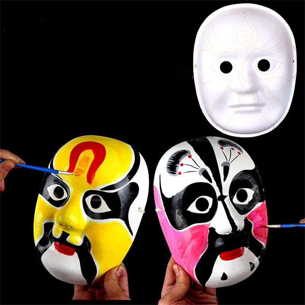 Beijing-Opera-Full-Face-Mask-White-Paper-Masquerade-Mask-DIY-Hand ...