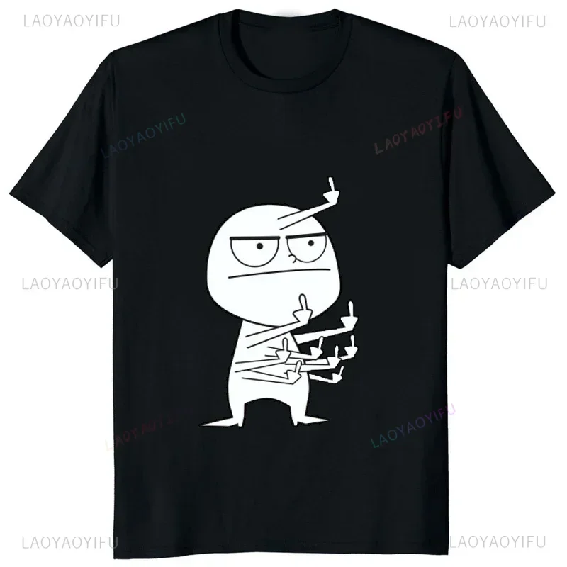 Middle Finger Funny Maniac Printed Man T Shirt Loose Casual Fashion ...