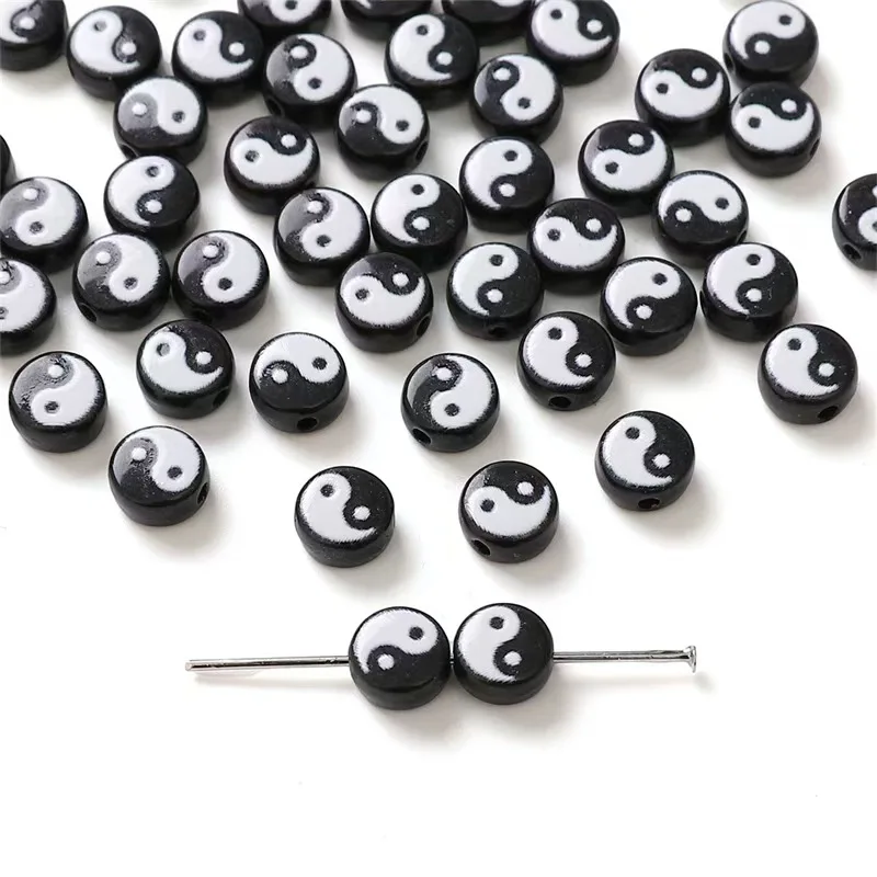 100pcs-Ancient-mysterious-Oriental-lucky-tai-Chi-fish-Flat-round-7mm ...