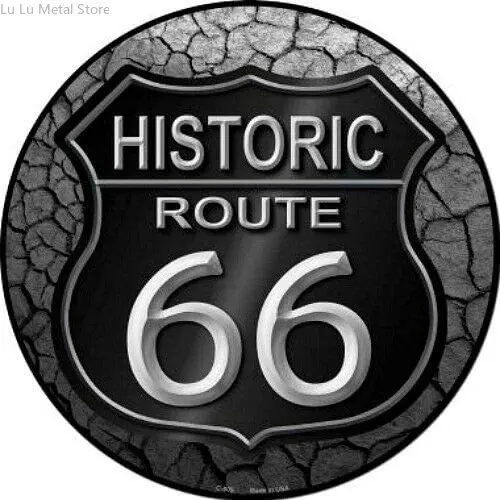 Route-66-Historic-Highway-Round-Metal-Tin-Sign-Suitable-for-Home-and ...