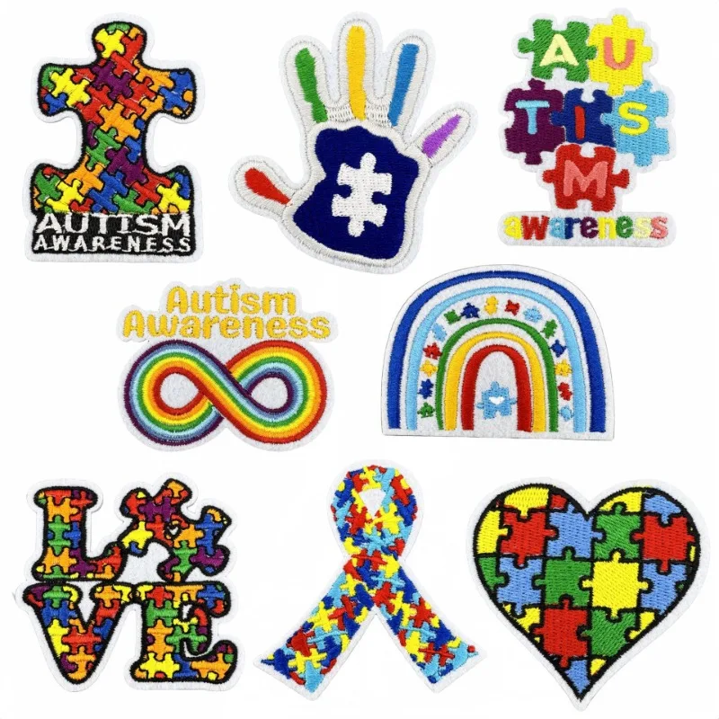 8PCS Autism Awareness Color Puzzle Sewing Iron-on Embroidered Badge ...