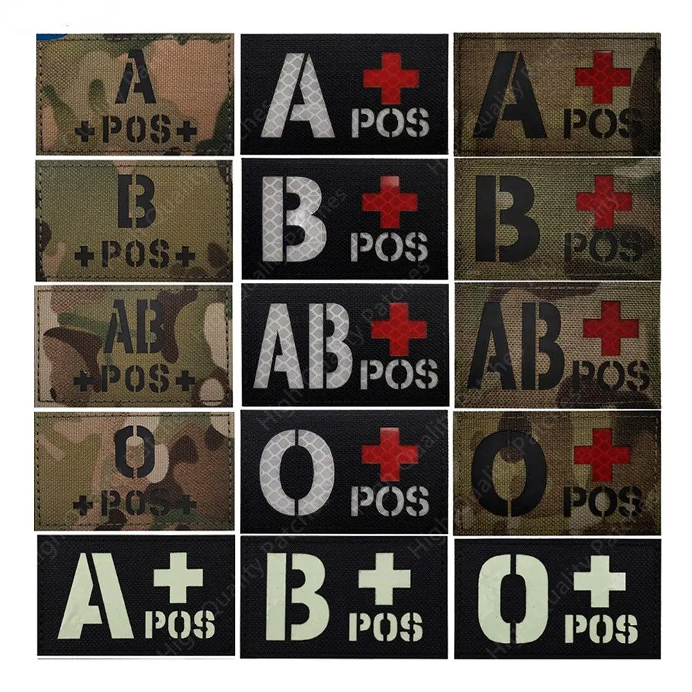 CP-Camouflage-Reflective-Magic-Sticker-Badge-A-B-POS-Blood-Type-Glow-in ...