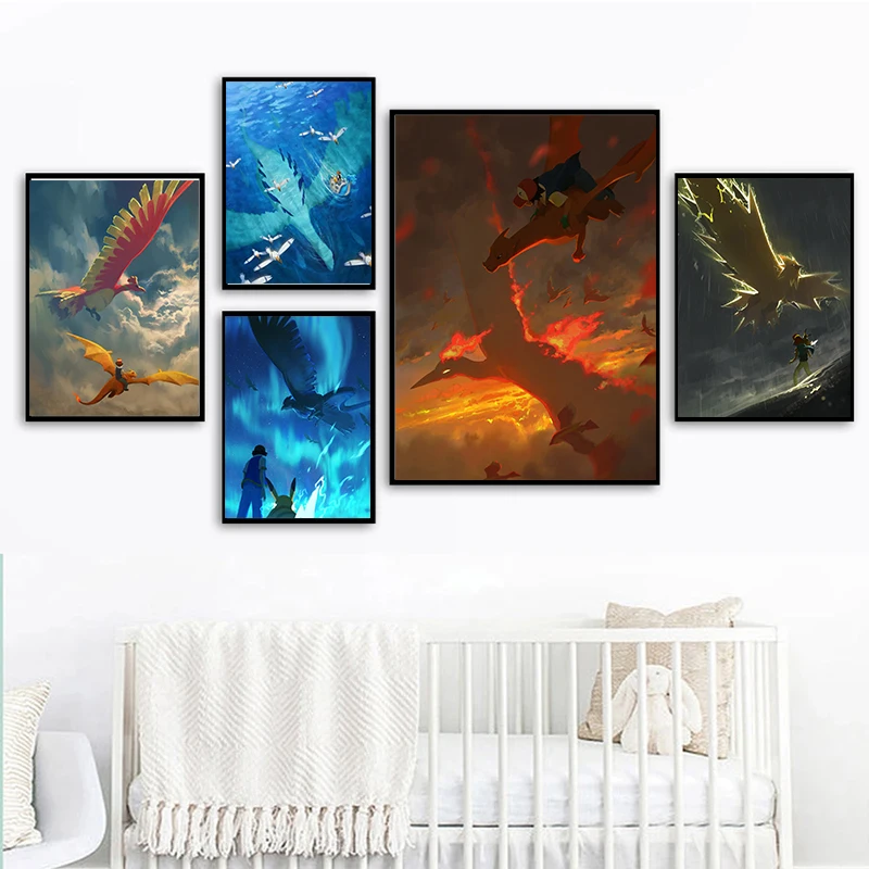 Pokemon-Charizard-Ho-Oh-Zapdos-Articuno-Canvas-Painting-Wall-Art-Poster ...