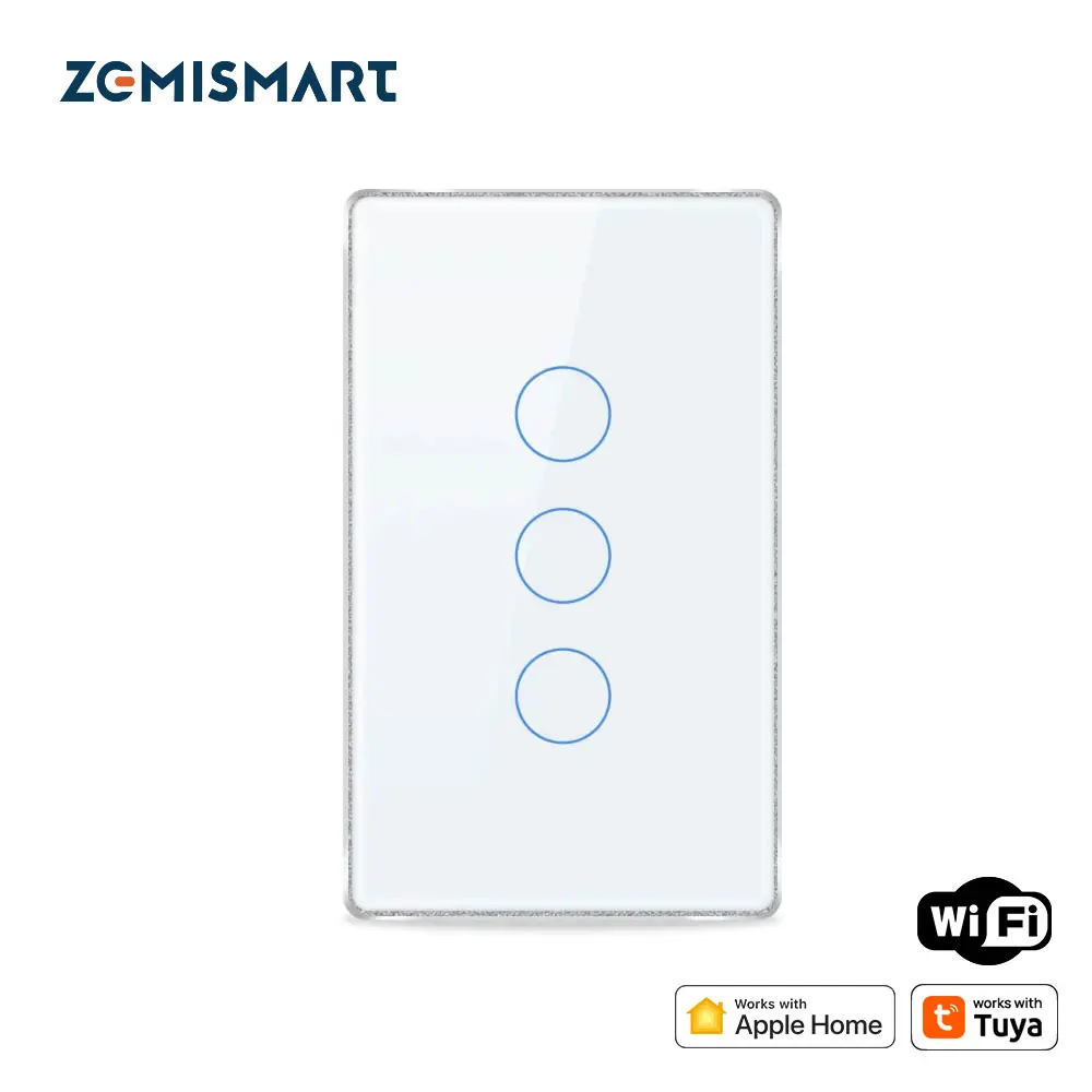 Zemismart Homekit WiFi 3 Gangs Smart Wall Light Switch with Touch Panel ...