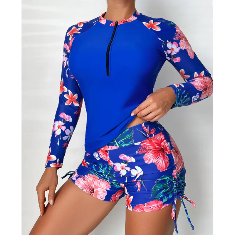 New-Long-Sleeves-Swimwear-Sports-Surfing-Female-Swimsuits-Tankini-Set ...