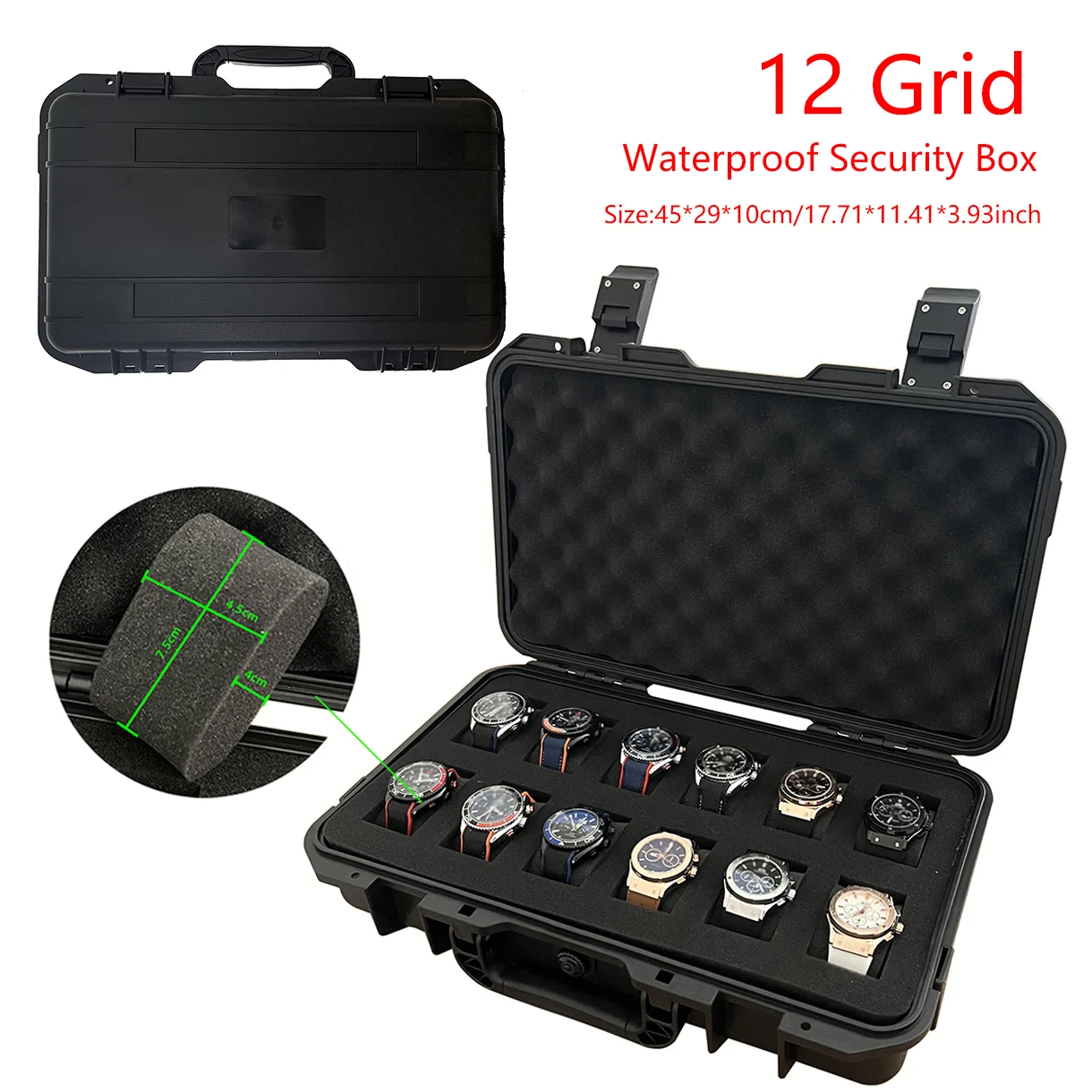 12-Slots-Waterproof-Watch-Storage-Box-Portable-Watch-Box-Plastic ...