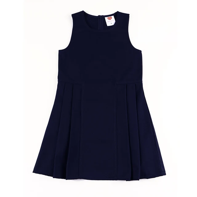 Girls dresses navy pleated pinafore sleeveless school dress 5-9 sizes ...