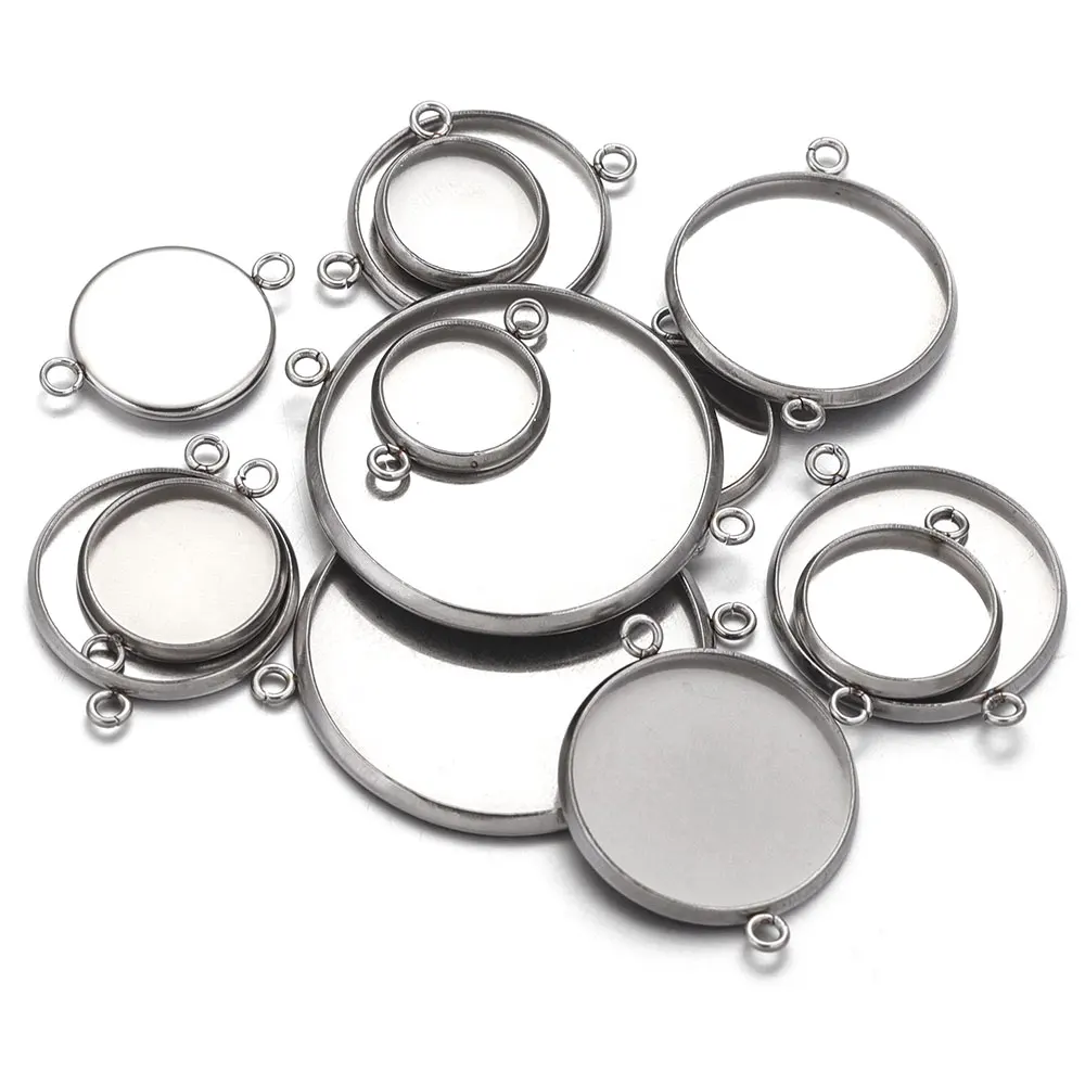 20pcs 10 12 14 20 25 30mm Stainless Steel Cabochon Base Tray Bezels ...