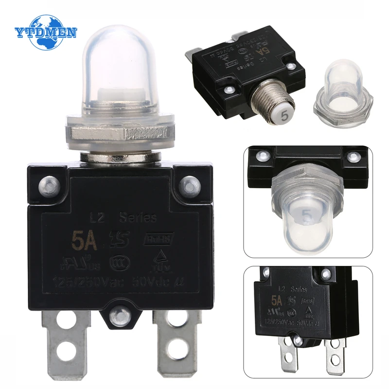 Resettable Circuit Breaker, DC 12V/24V 50V 5A/10A/15A/20A/30A Pack of ...