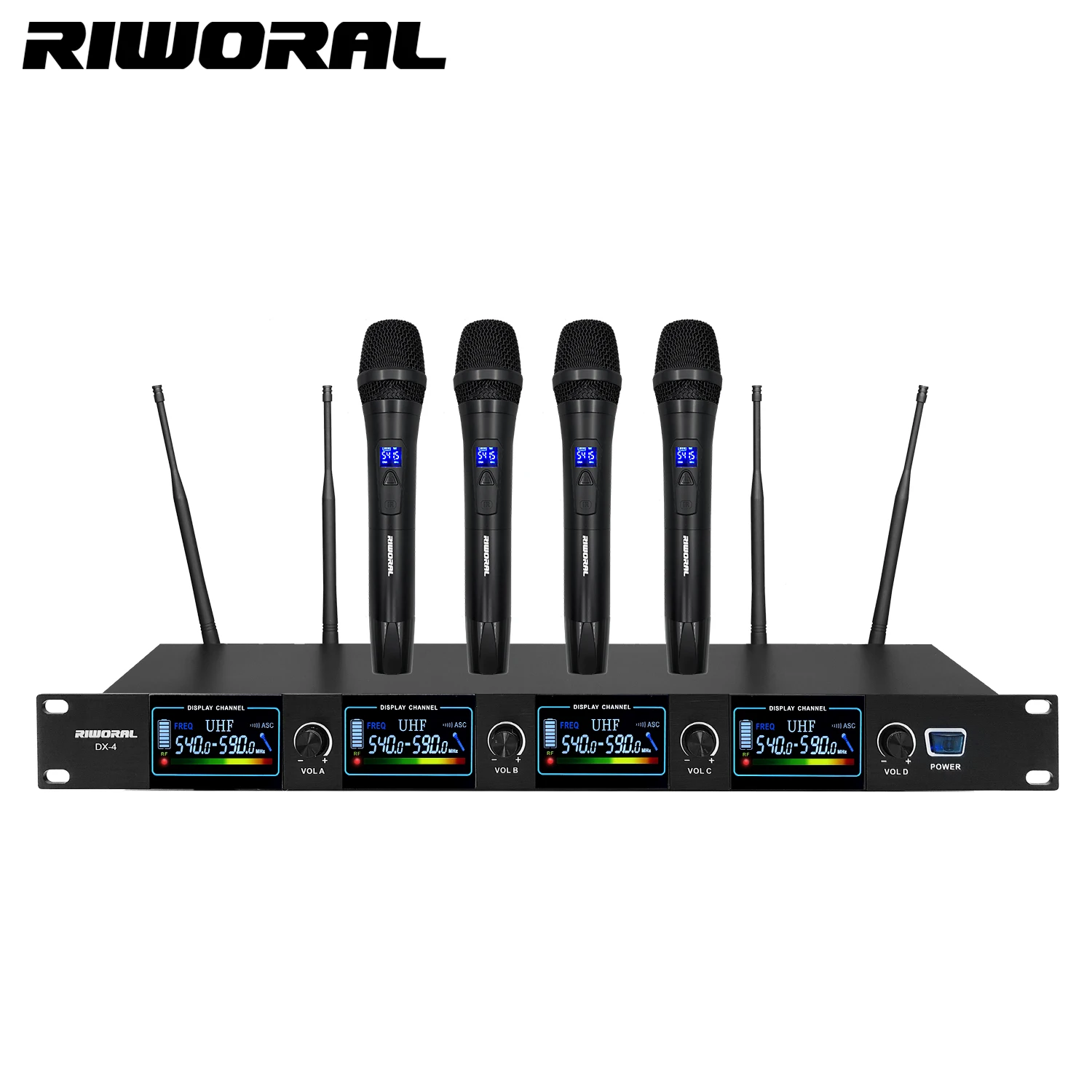 DX4-4-Channel-Professional-Mic-Wireless-Microphone-System-UHF-Cordless ...