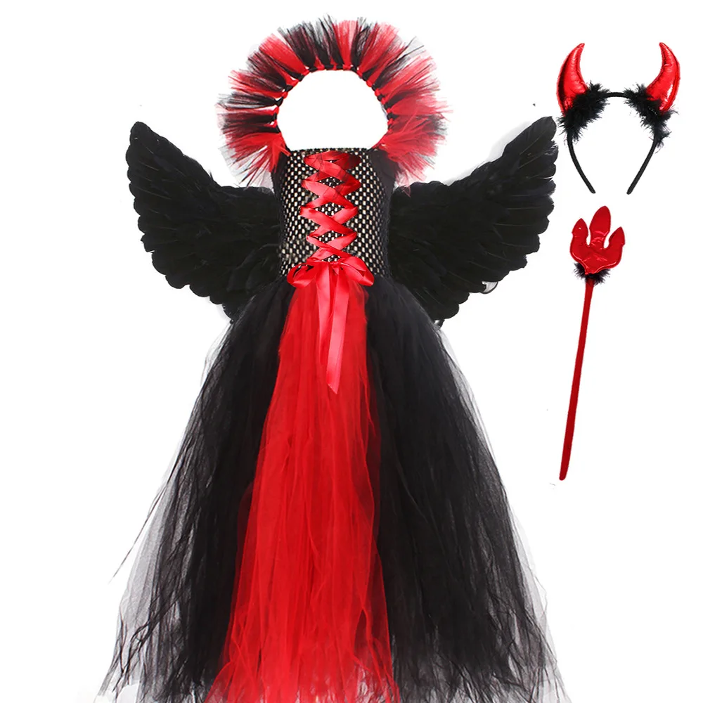 Black-Gown-Tutu-Dress-Evil-Queen-With-Deluxe-Horns-And-Wings-Girls ...