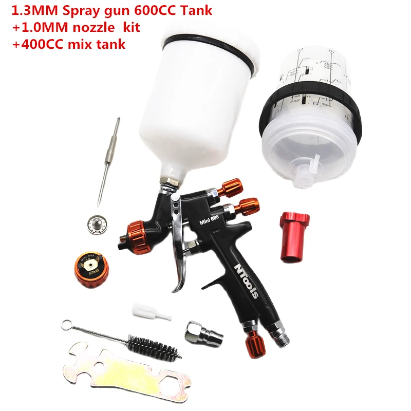 1.3MM Spray Gun With 1.0MM Nozzle Kit 600CC/400CC Tank Air Spray Gun ...