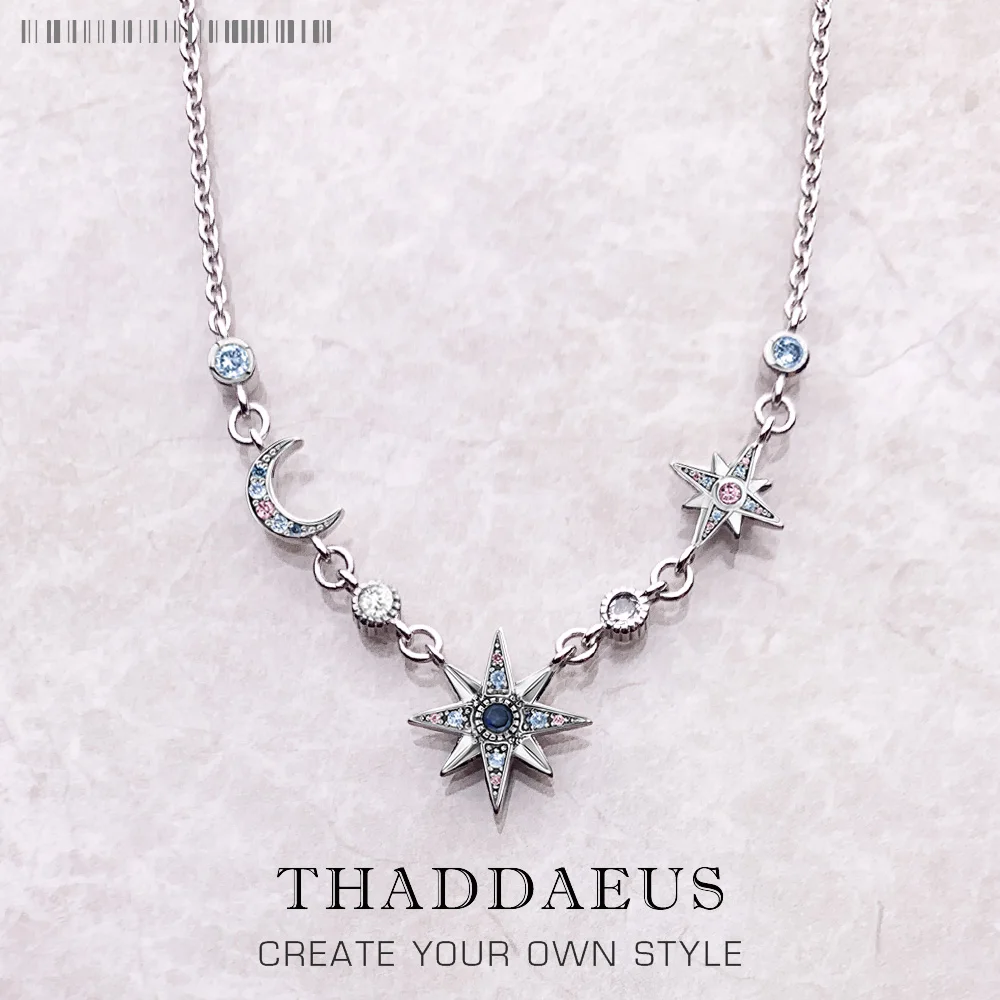 Royalty Star & Moon Necklace 2023 Spring New Link Chain Fine Jewelry Europe 925 Stering Silver ...