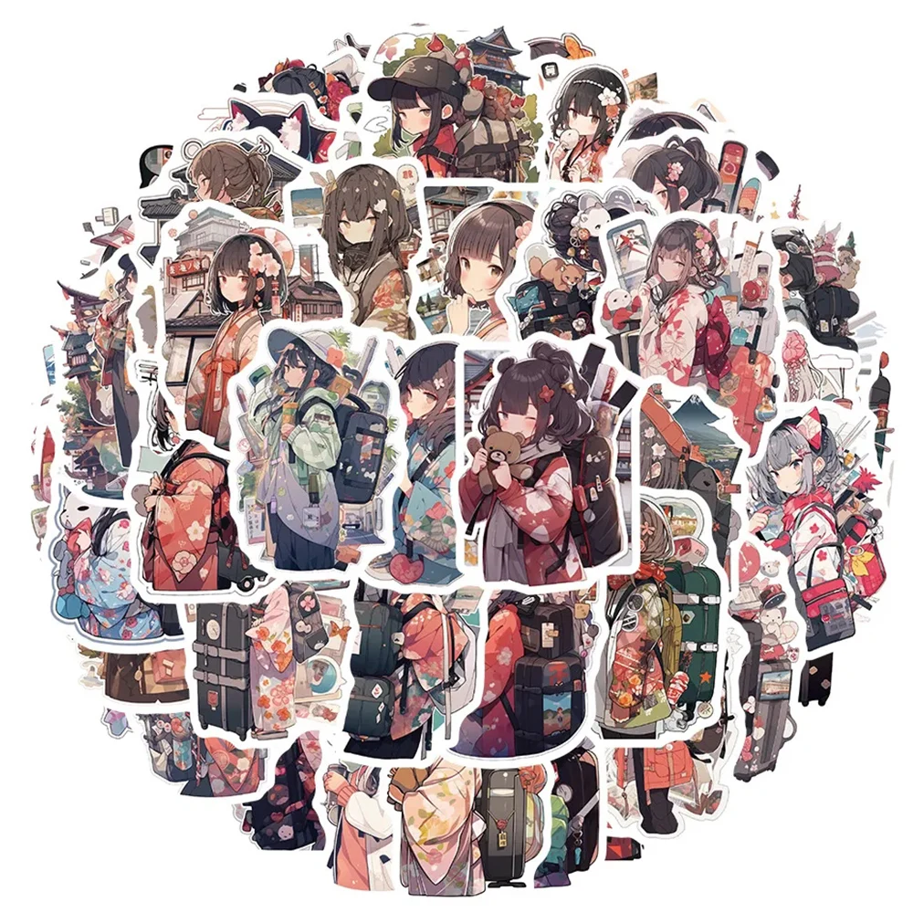 10-30-50pcs-Japan-Kimono-Anime-Girls-Stickers-Aesthetic-Cartoon-Decals ...