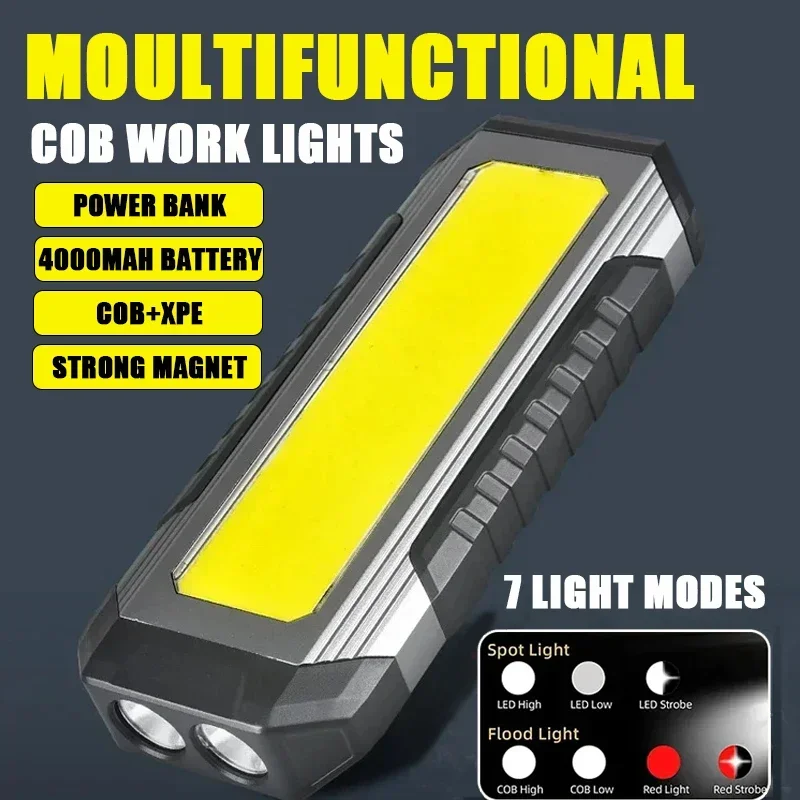 COB-Work-Light-USB-Rechargeable-LED-Flashlight-Power-Bank-18650 ...