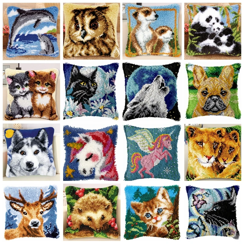 Dieren-Gooien-Kussen-Klink-Haak-Diy-Kussen-Smyrna-Knoop-Pakket ...