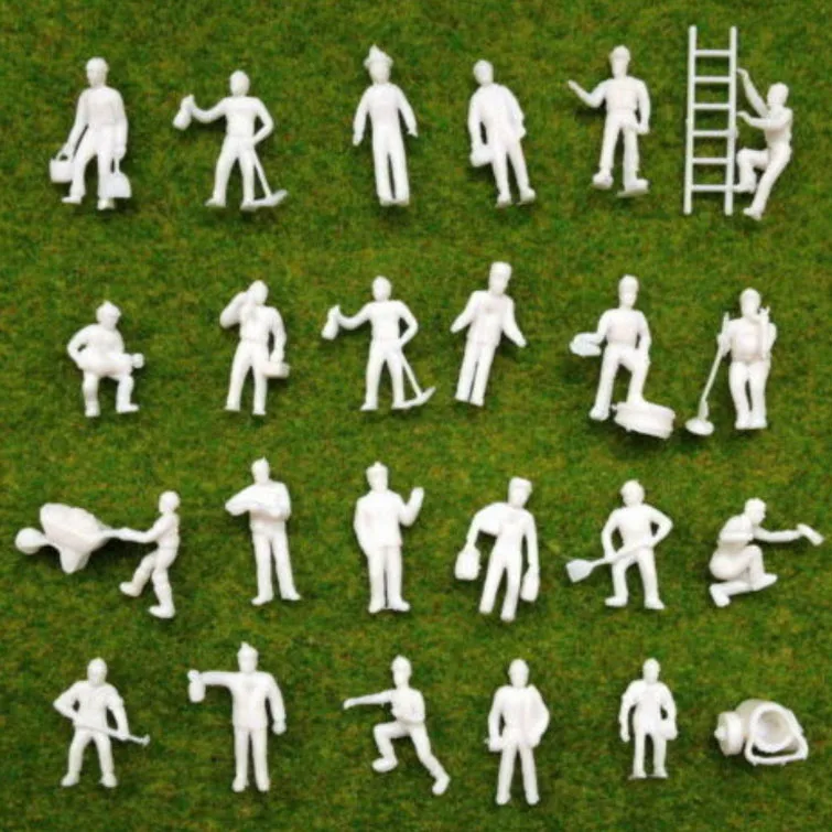 20PCS-1-87-Scale-Model-Railway-White-Worker-People-White-workers ...