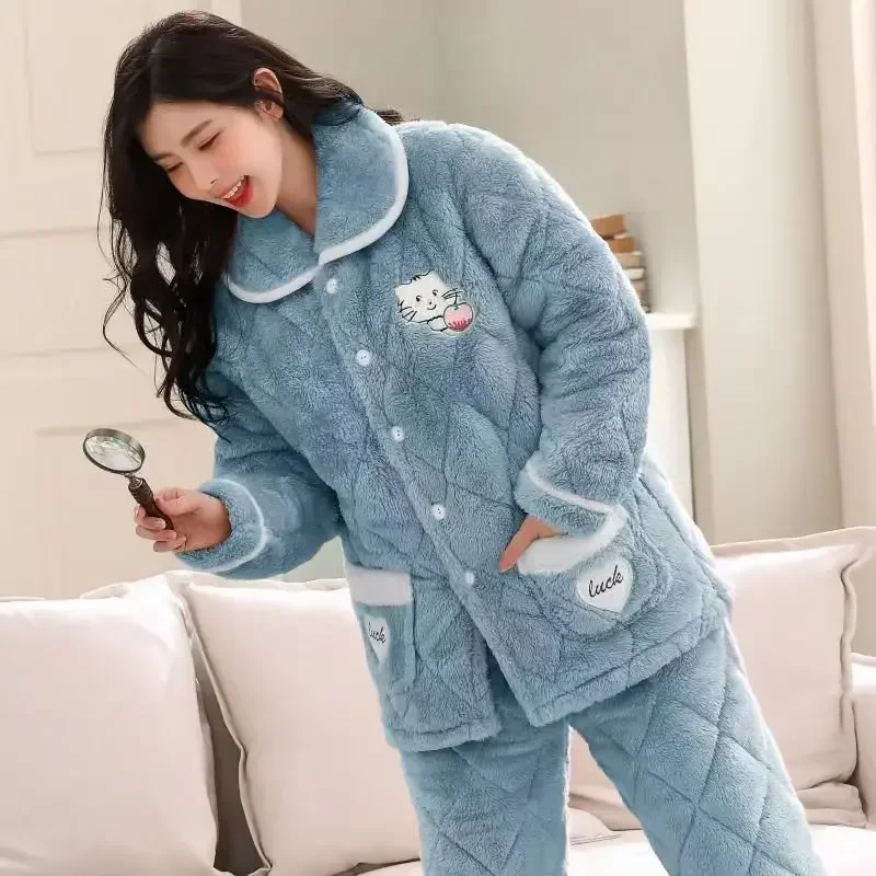 Sleepwear-Women-Winter-Home-Sleep-Clothes-Three-Layer-Thick-Cotton ...