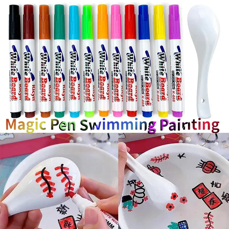 12Pcs-Magic-Pen-Magical-Water-Painting-Pen-Whiteboard-Markers-Floating ...