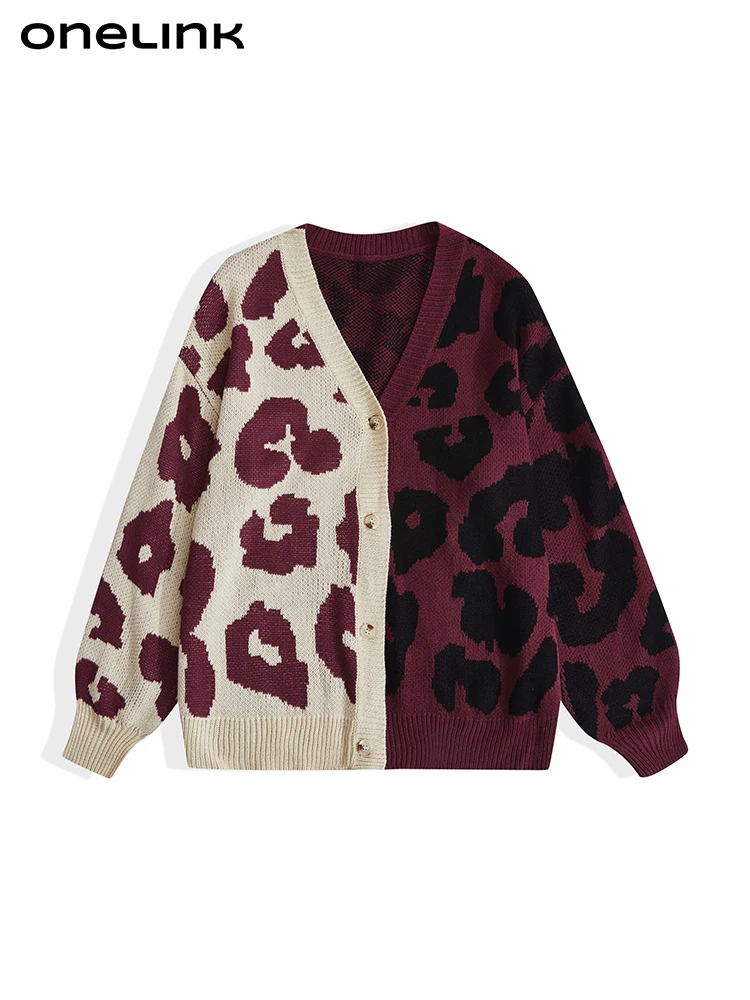 ONELINK Tiger Pattern Knit Beige Red Plus Size Suede Deer Wool Autumn ...