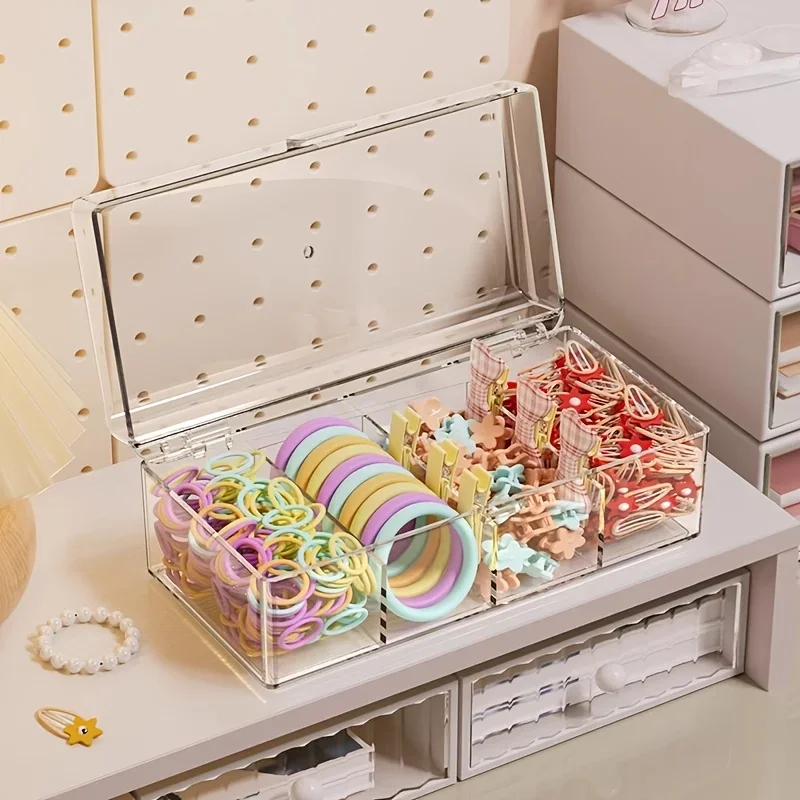 Transparent Plastic Hair Accessories Storage Box Lightweight Countertop ...