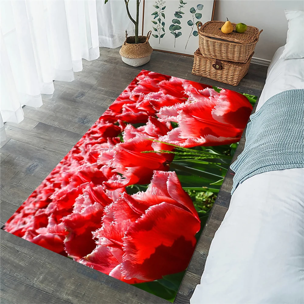 CLOOCL Fashion Floral Carpet Dutch Famous Flower Tulip Red 3D Printed ...