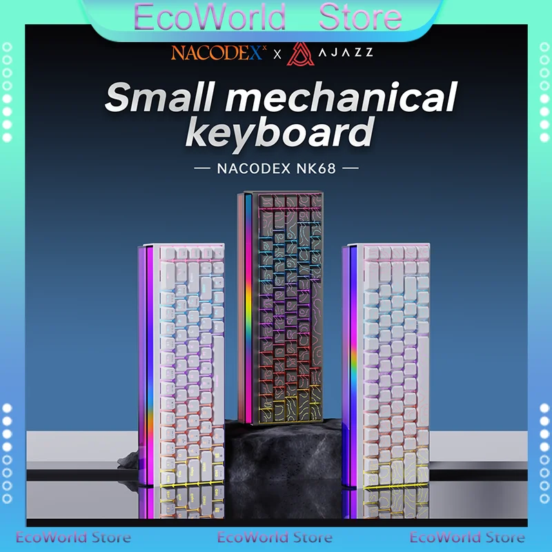 New AJAZZ Nacodex NK68 Mechanical Keyboard Terrain Keycap RGB Light Bar ...