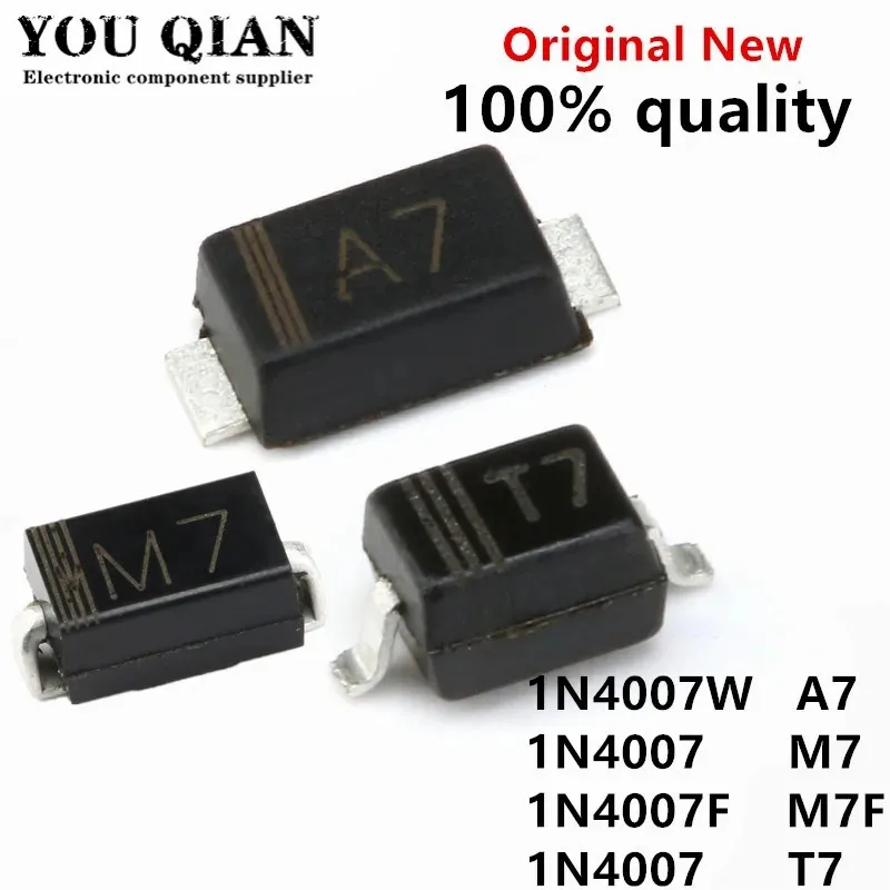 Diode SMD 1N4007W A7 SOD-100 123 1N4007 SMA M7 l'autorisation 1N4007F M7F SMAF 1206 V 1N4007 T7 ...