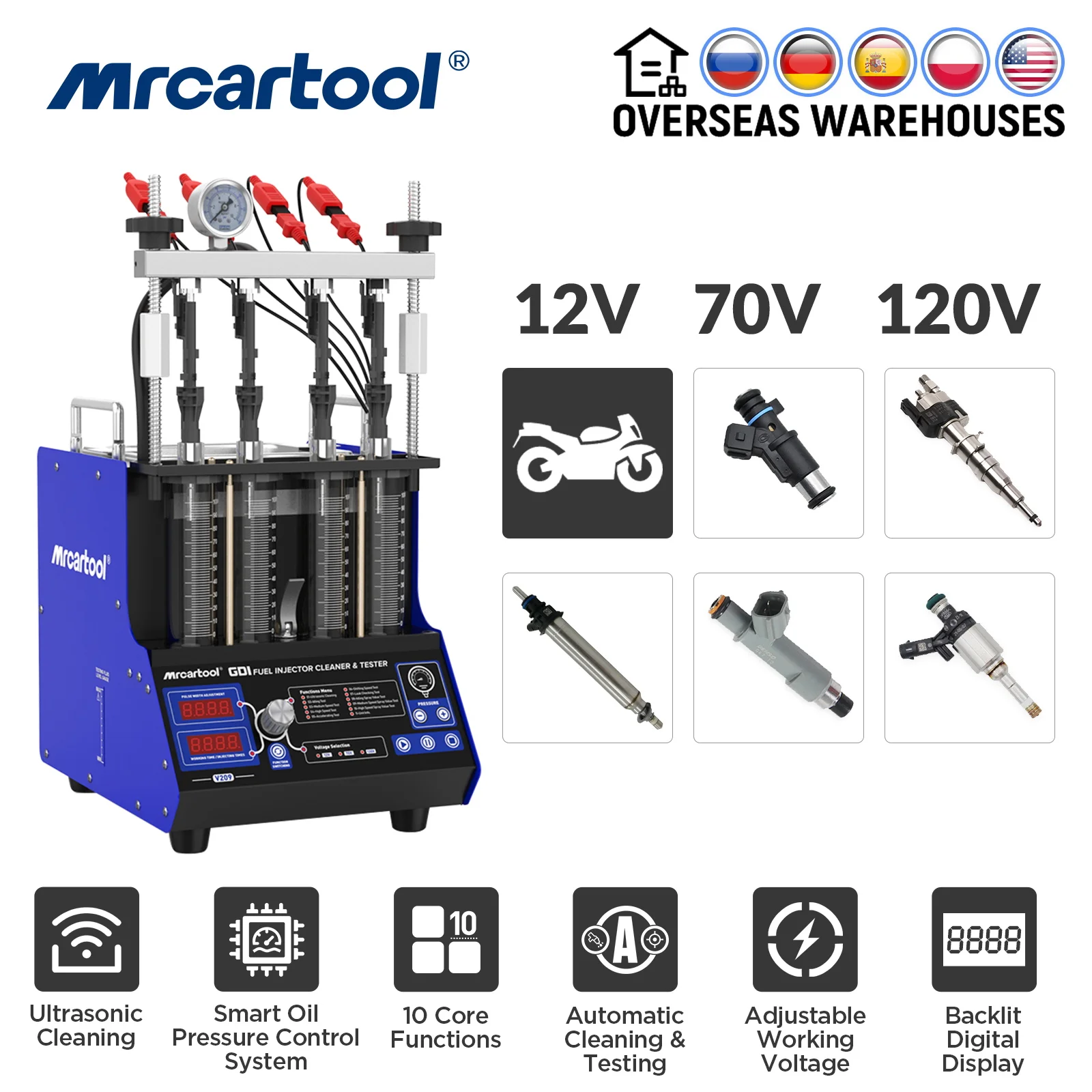 V209 Car GDI Fuel Injector Cleaner Tester Machine EFI FEI Piezoelectric ...