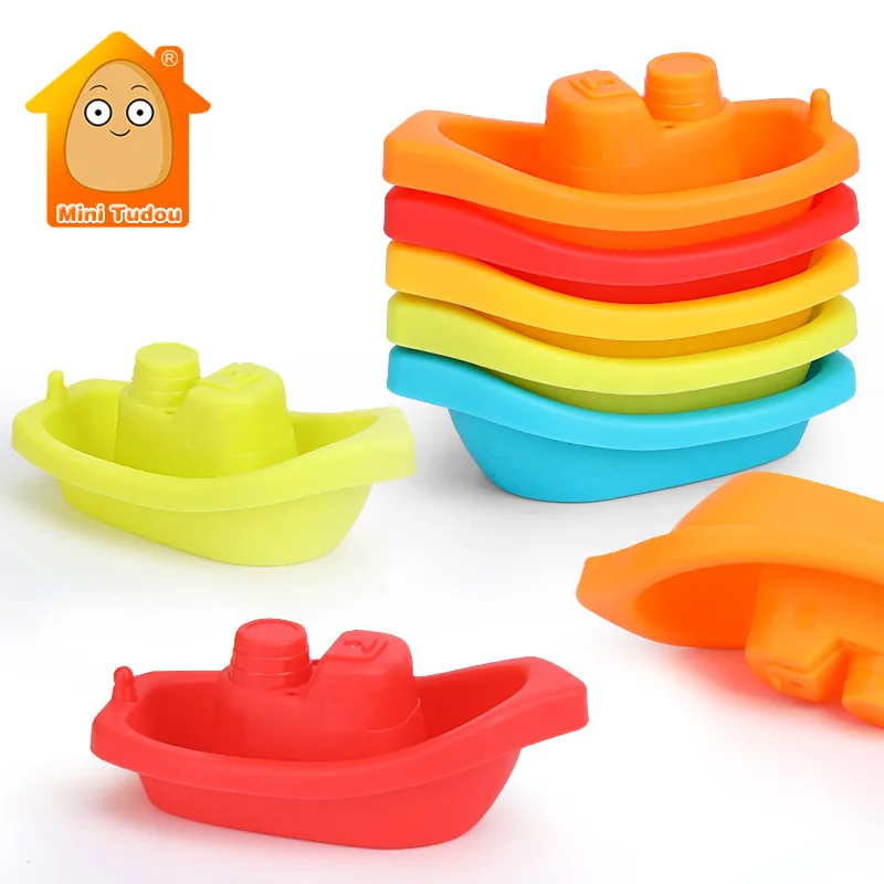 5PCS-Kids-Bath-Toy-For-Toddlers-Stacking-Cup-Floating-Ship-Boat-Shape ...