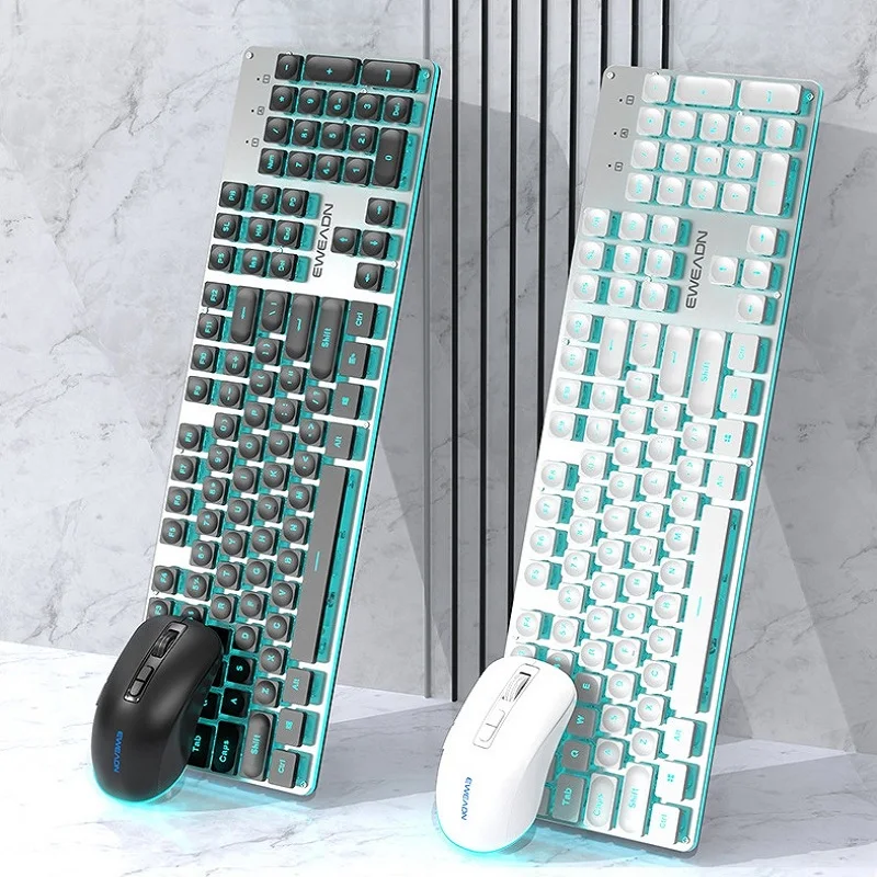 Silent Keyboard Wired Mechanical Feel Mouse Set Girls Office Notebook ...