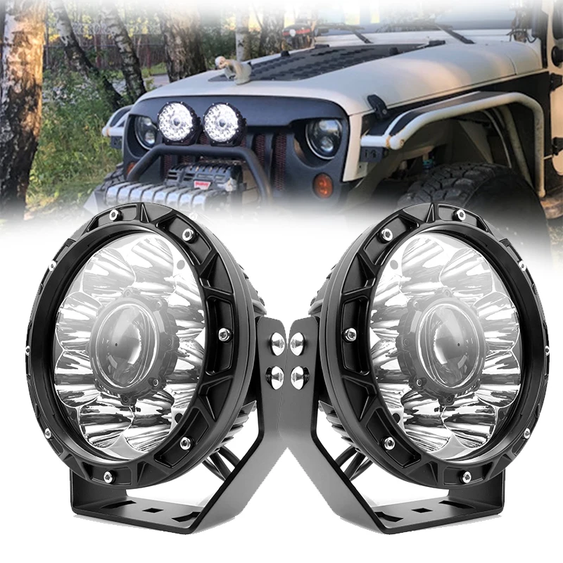 7-Inch-6000K-Offroad-LED-Work-Light-Bar-4x4-4WD-ATV-UTV-SUV-Round ...