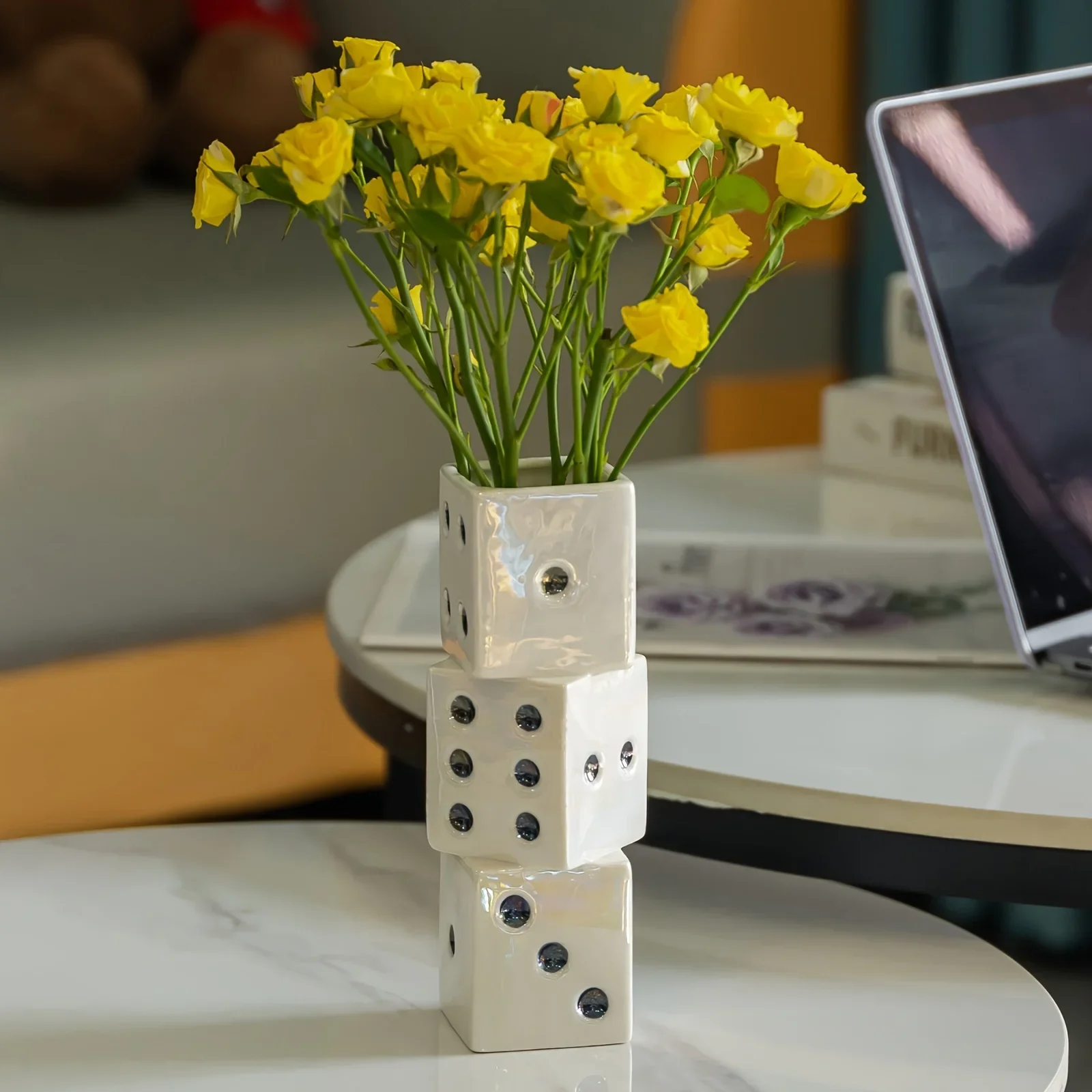 Handmade Ceramic Dice Vase - Unique Decor For Dried Flowers, Rose ...