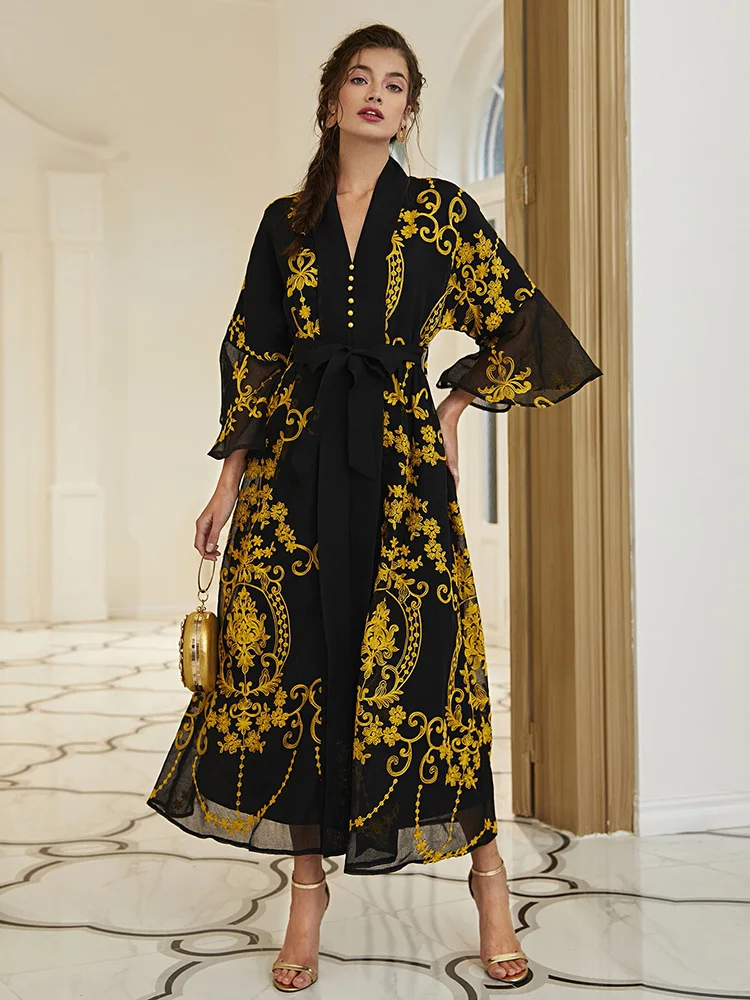 TOLEEN Women Elegant Maxi Long Dresses 2022 Summer Luxury Embroidery ...