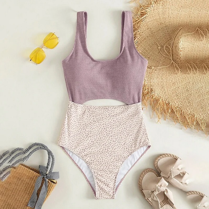 Retro-One-Piece-Swimwear-Hollow-Out-Bathing-Suit-Women-Splicing-2023 ...