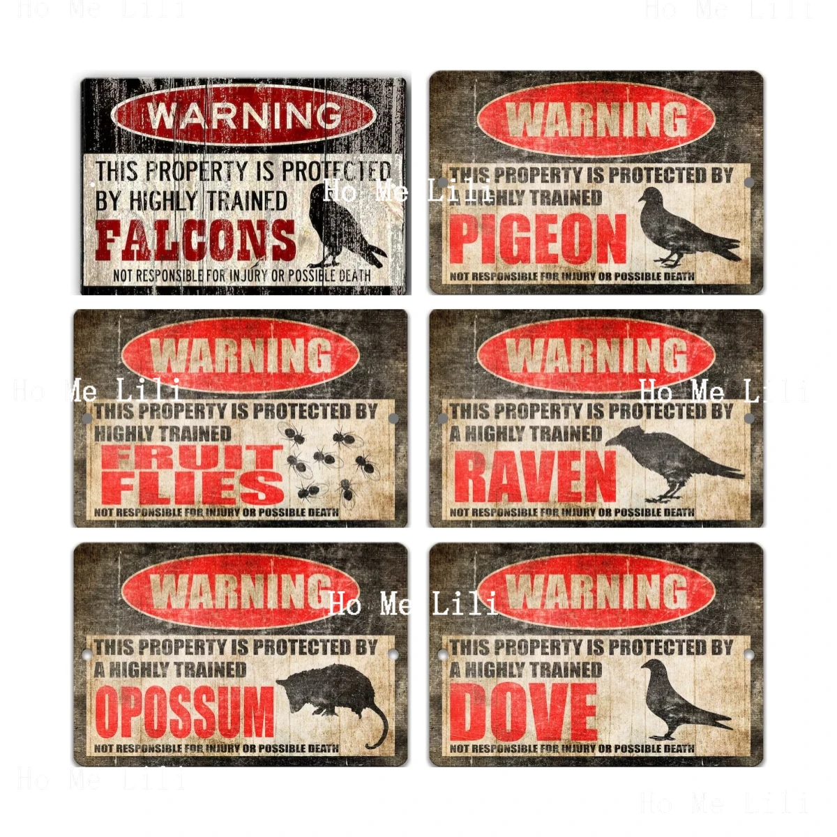 Interesting Falcon Fruit Fly Pigeon Possum Warning Metal Sign Plaque ...