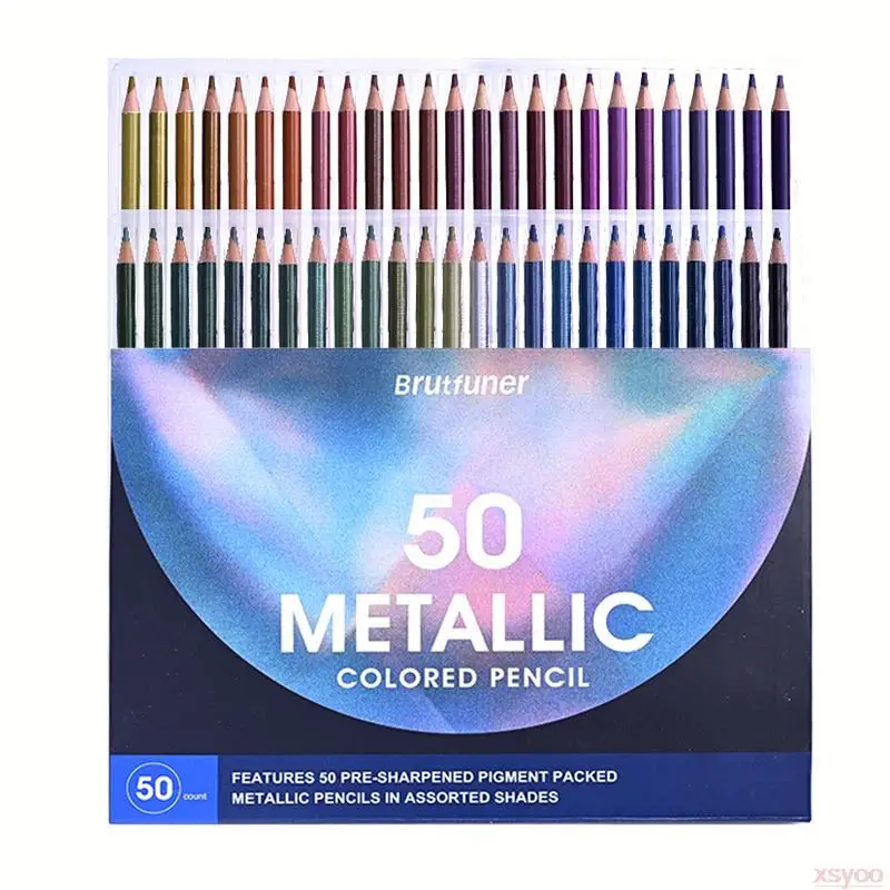 Brutfuner-Metallic-Colored-Pencils-50Pcs-Drawing-Colored-Pencil-Soft ...