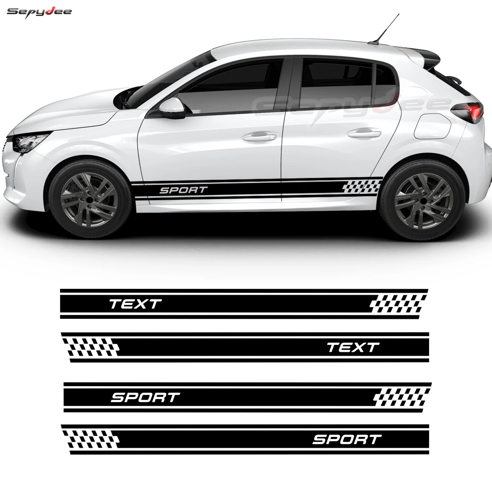 2Pcs-Car-Door-Side-Skirt-Stickers-for-Peugeot-208-Auto-Body-Lattice ...
