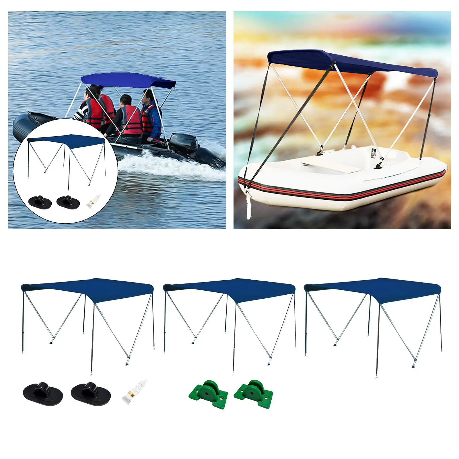Boat Canopy Foldable Tent Sunshade Shelter with Adjustable Strap Kayak ...