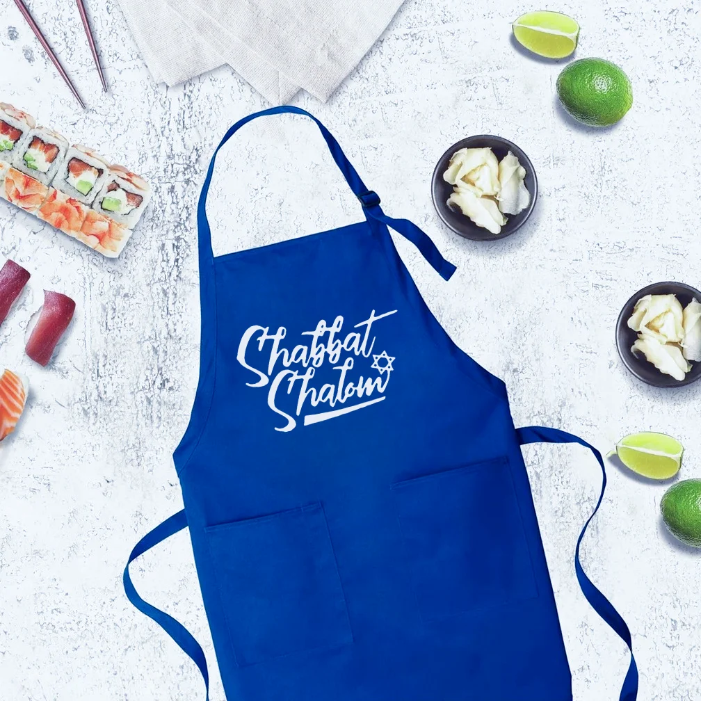 1pcs Shabbat Shalom Blue Adult Apron Cute Funny Shabbat Jewish Holiday ...