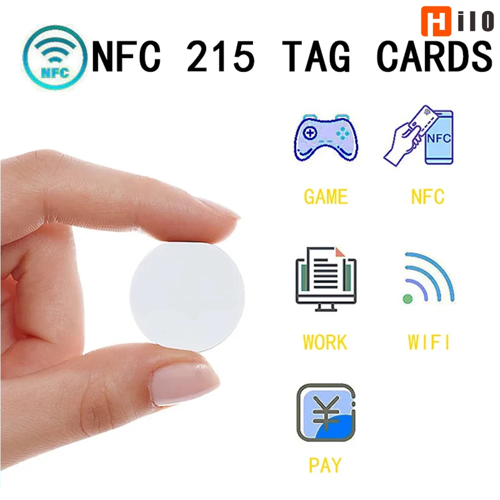 Hilo 10-50pcs NFC N-tag 215 Coin TAG With adhesive Key 13.56MHz N-TAG ...