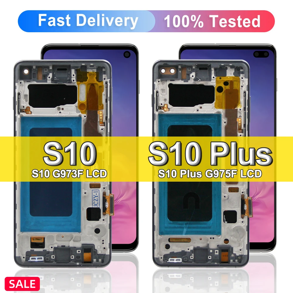 100% Tested for samsung s10 screen replacement, with frame Touch Panel ...