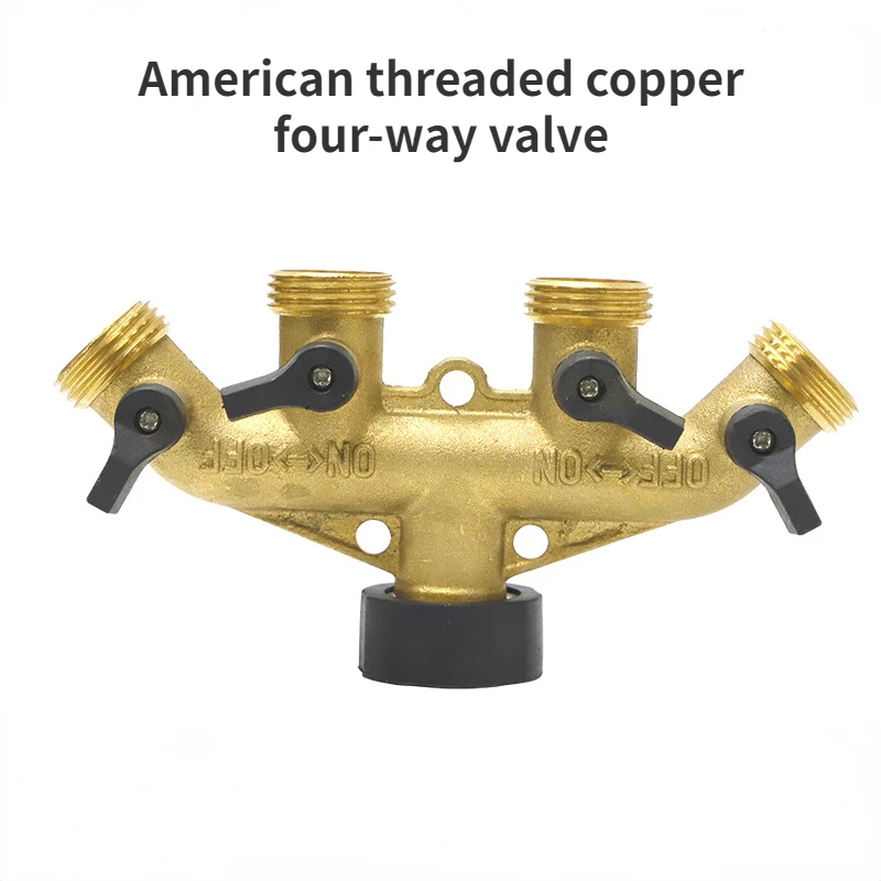 Garden-Copper-Four-Way-Ball-Valve-American-Style-Garden-Hose-Four-Port ...
