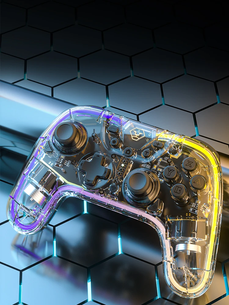 Aolion Bluetooth Game Controller RGB Colorful Transparency Gamepad for ...