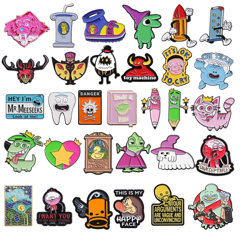 33Types-Cartoon-Anime-Characters-Enamel-Pins-Cute-Classic-Animated ...