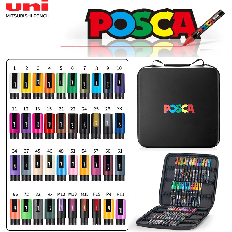 POSCA-New-Paint-Marker-Set-with-Original-Portable-Zipper-Bag-PC-1M-36 ...