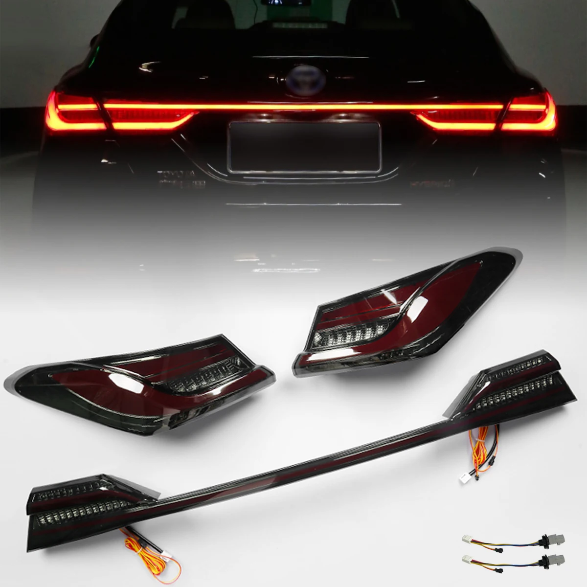 LED Car Lights Through Tail Lamps Assembly For Toyota Camry 8th Gen ...
