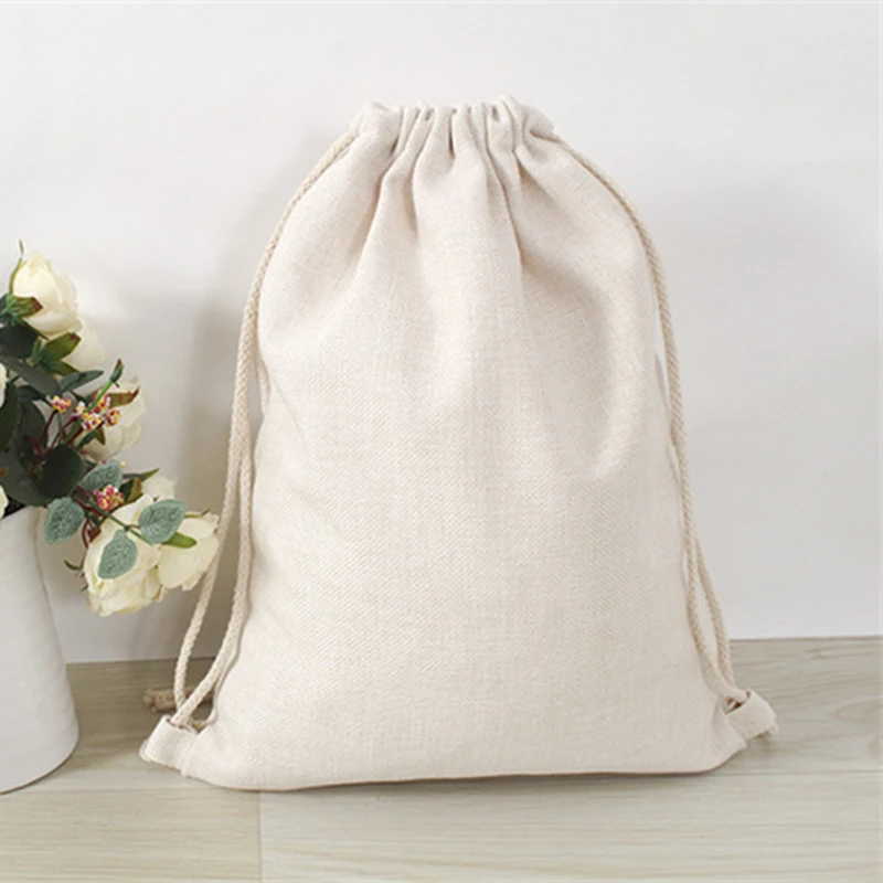 Cotton Linen Backpack Drawstring | Sublimation Blank Drawstring Bag ...