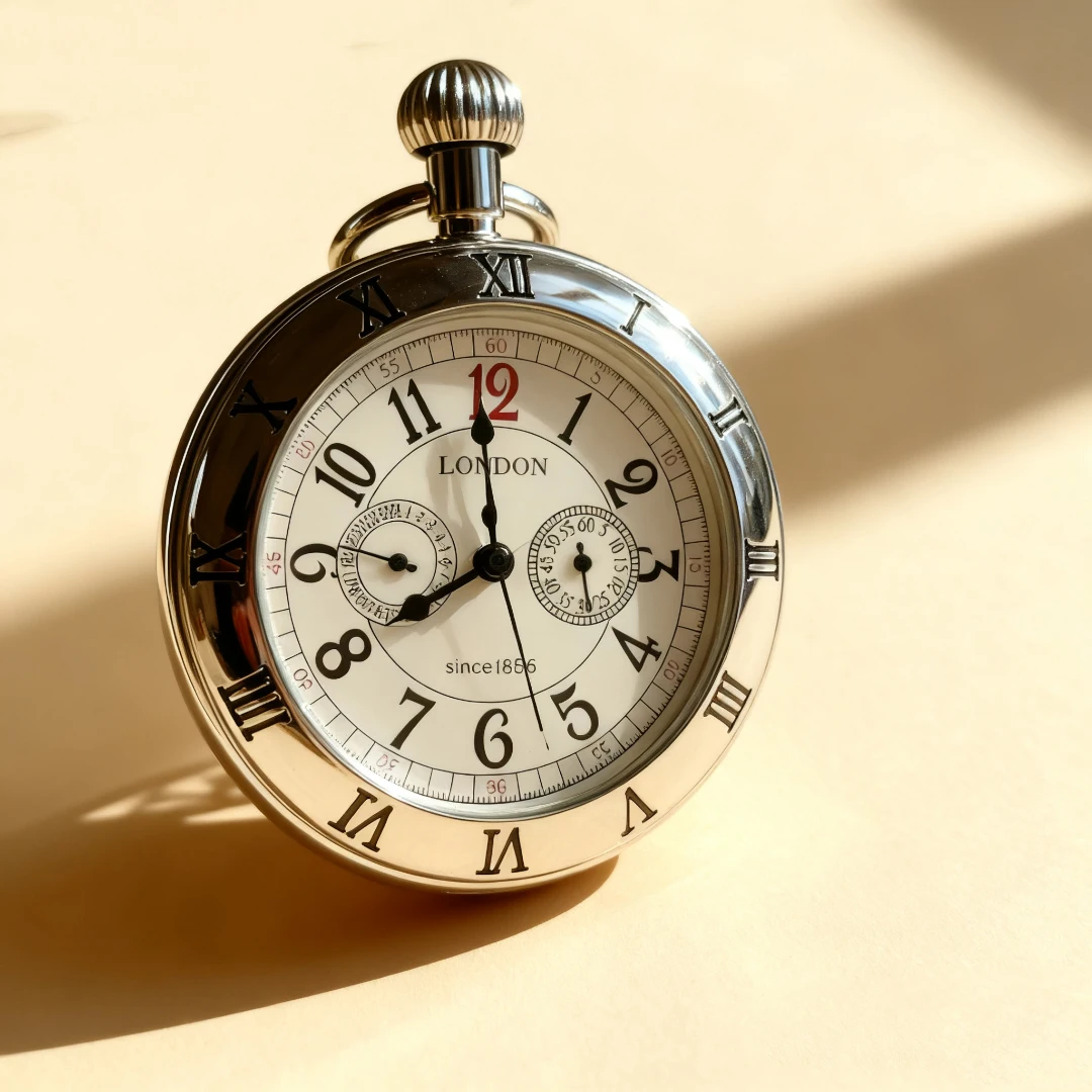 British style mechanical pocket watch, metallic texture, vintage ...