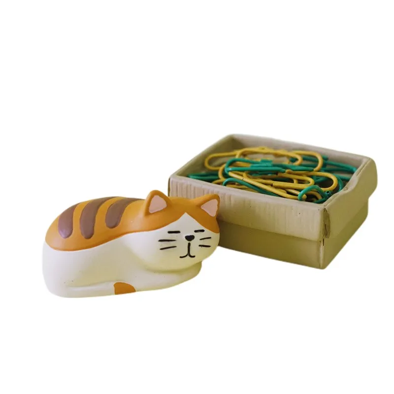 Japanese-Zakka-Box-Cat-Mini-Paper-Clip-Box-Cat-Decoration-Stationery-Ornaments-Dispenser-Desk ...